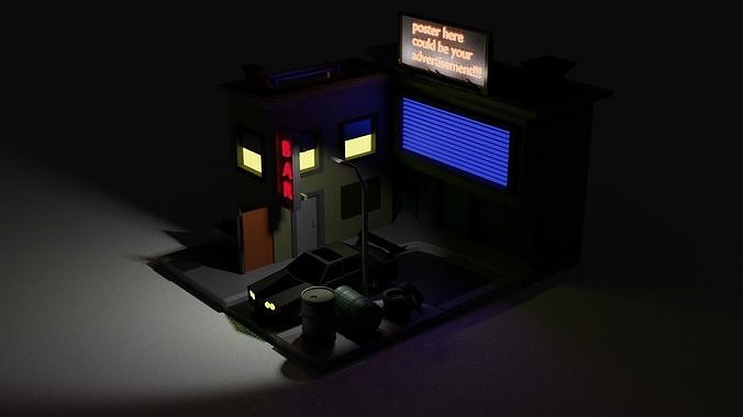 3D model a scene in the style of the 90s VR / AR / low-poly | CGTrader