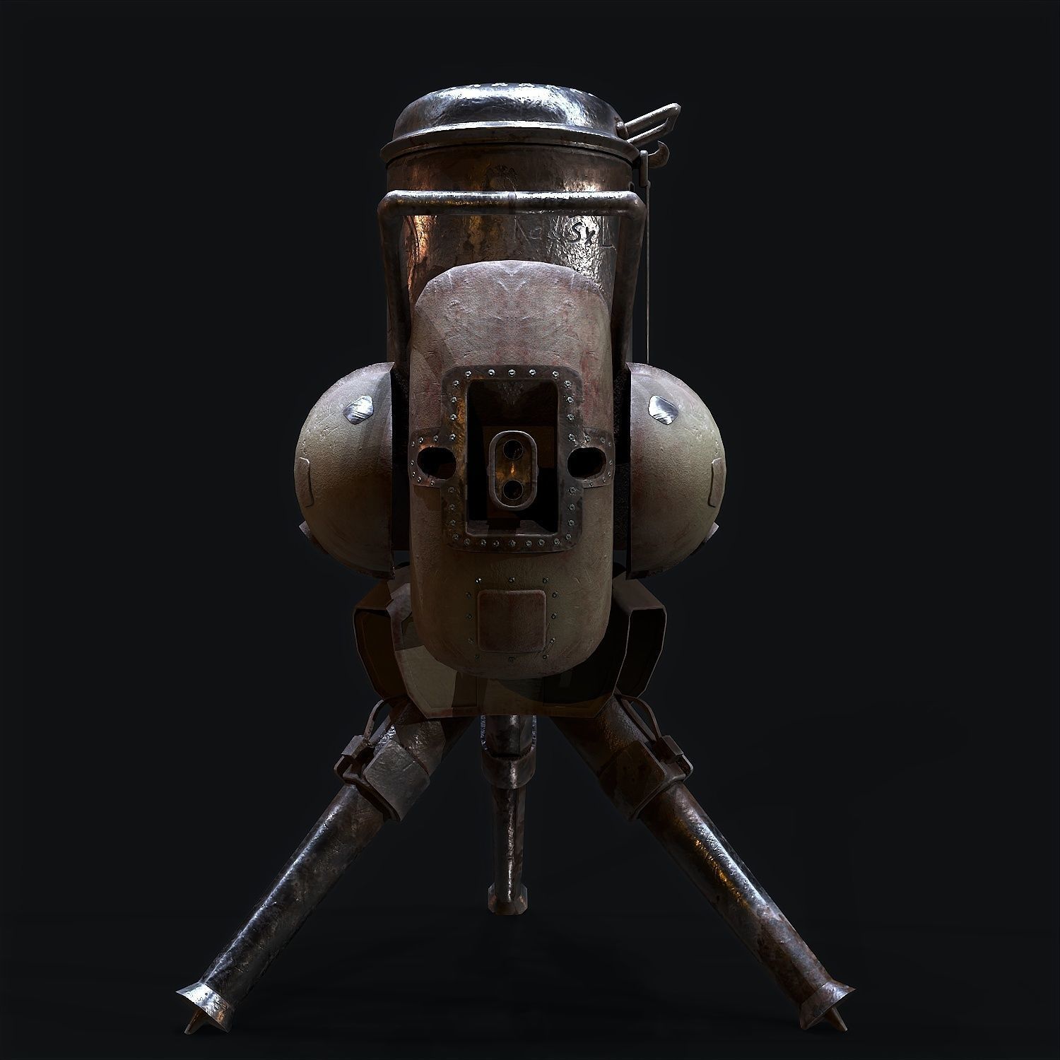 3D model Turret steam powered machine gun VR / AR / low-poly | CGTrader