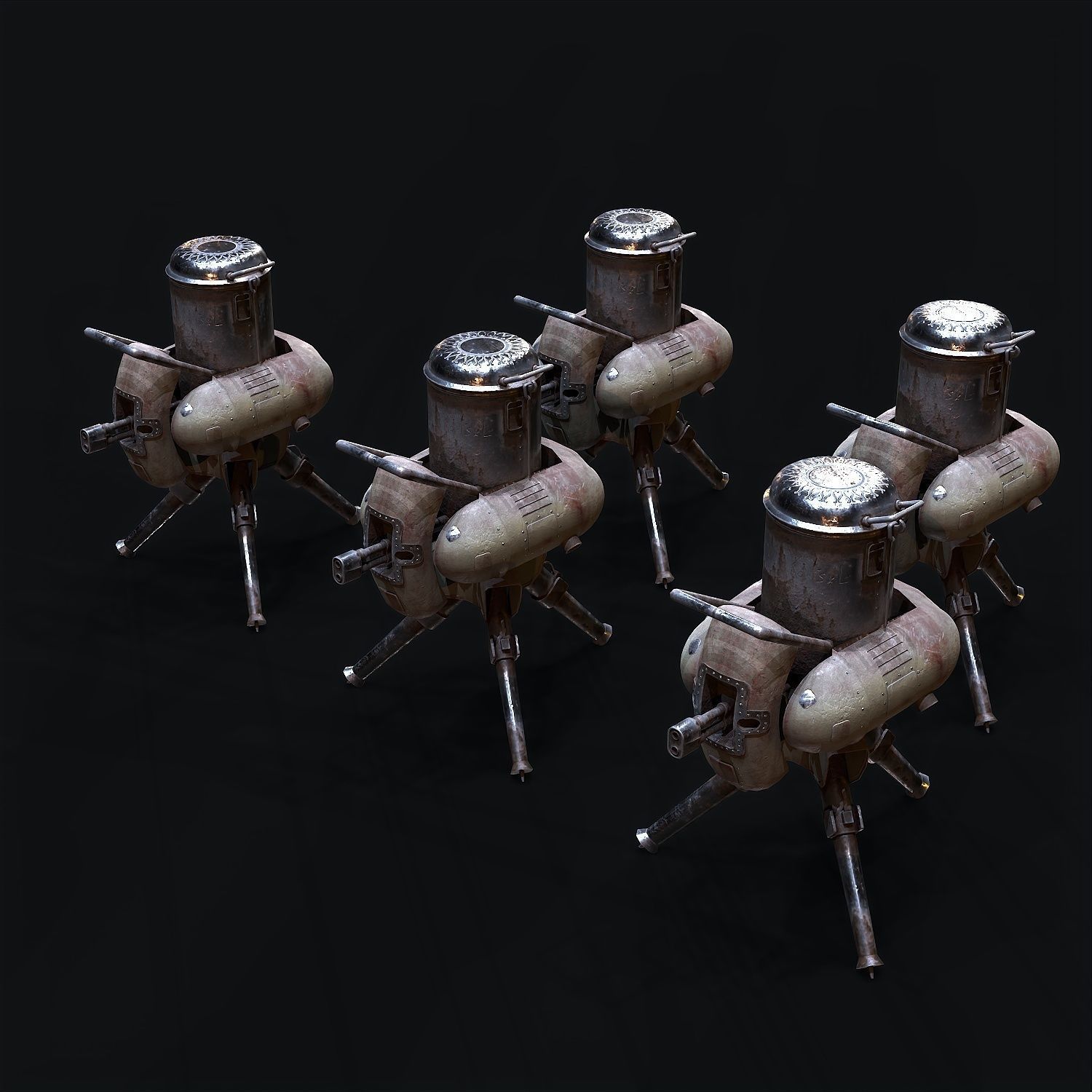 3D model Turret steam powered machine gun VR / AR / low-poly | CGTrader