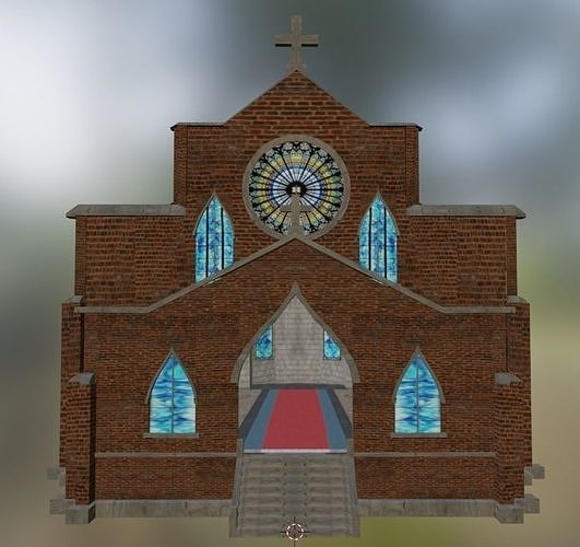 Church with stained glass windows 3D model | CGTrader