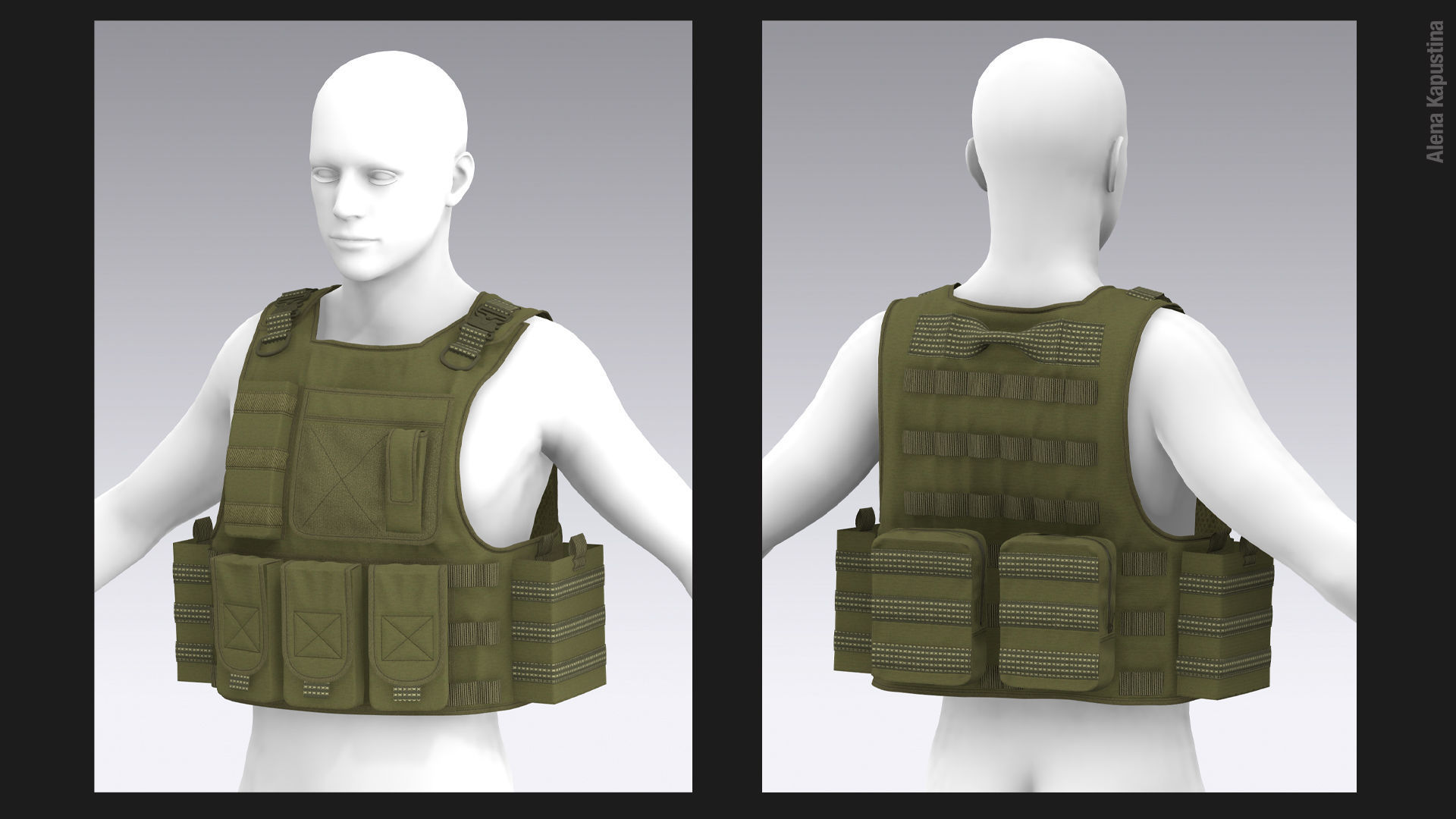 3 Tactical vest pack Marvelous Designer project 3D model | CGTrader