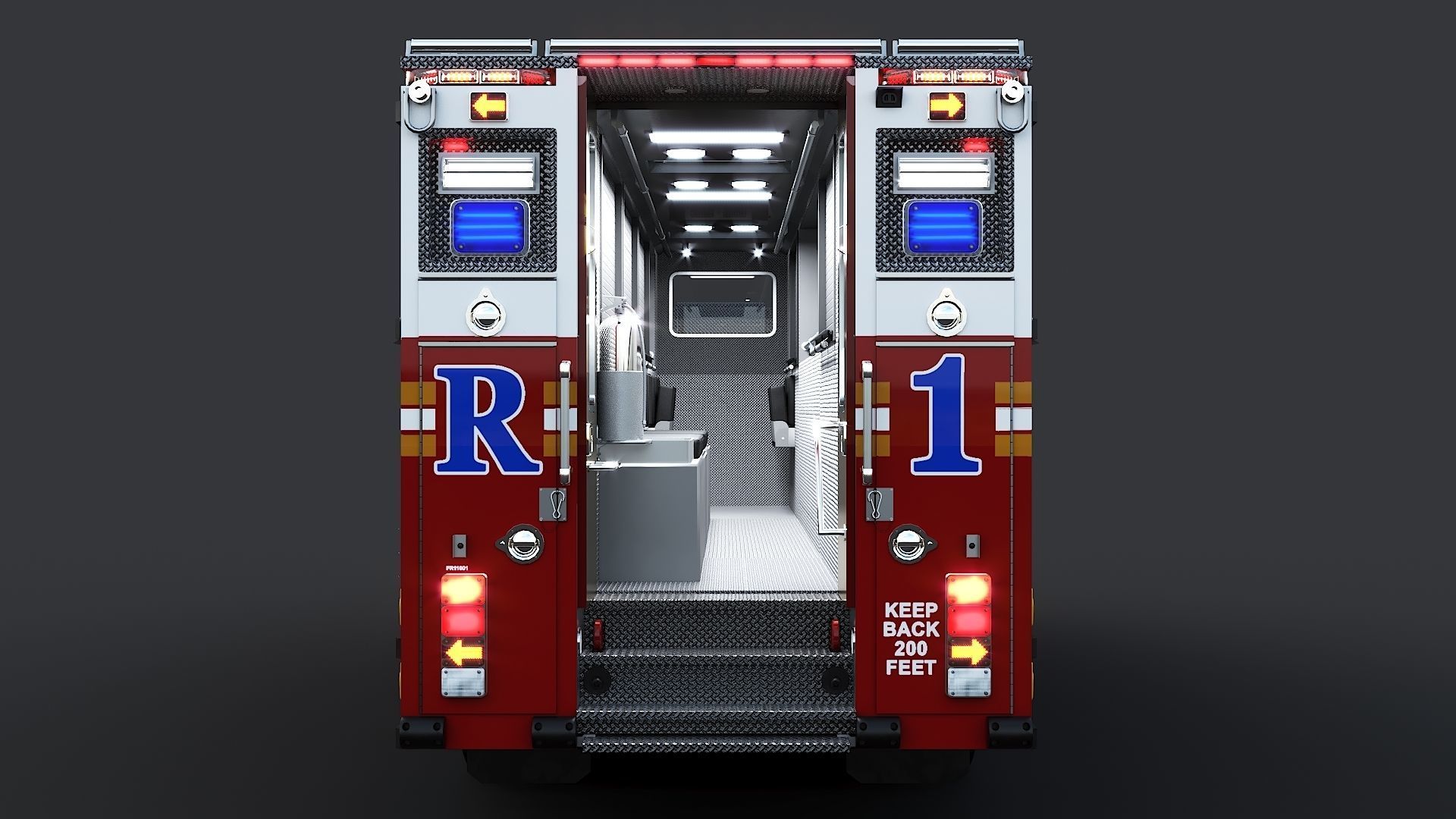 3D model Fire Truck FDNY Rescue 1 with Interior VR / AR / low-poly ...