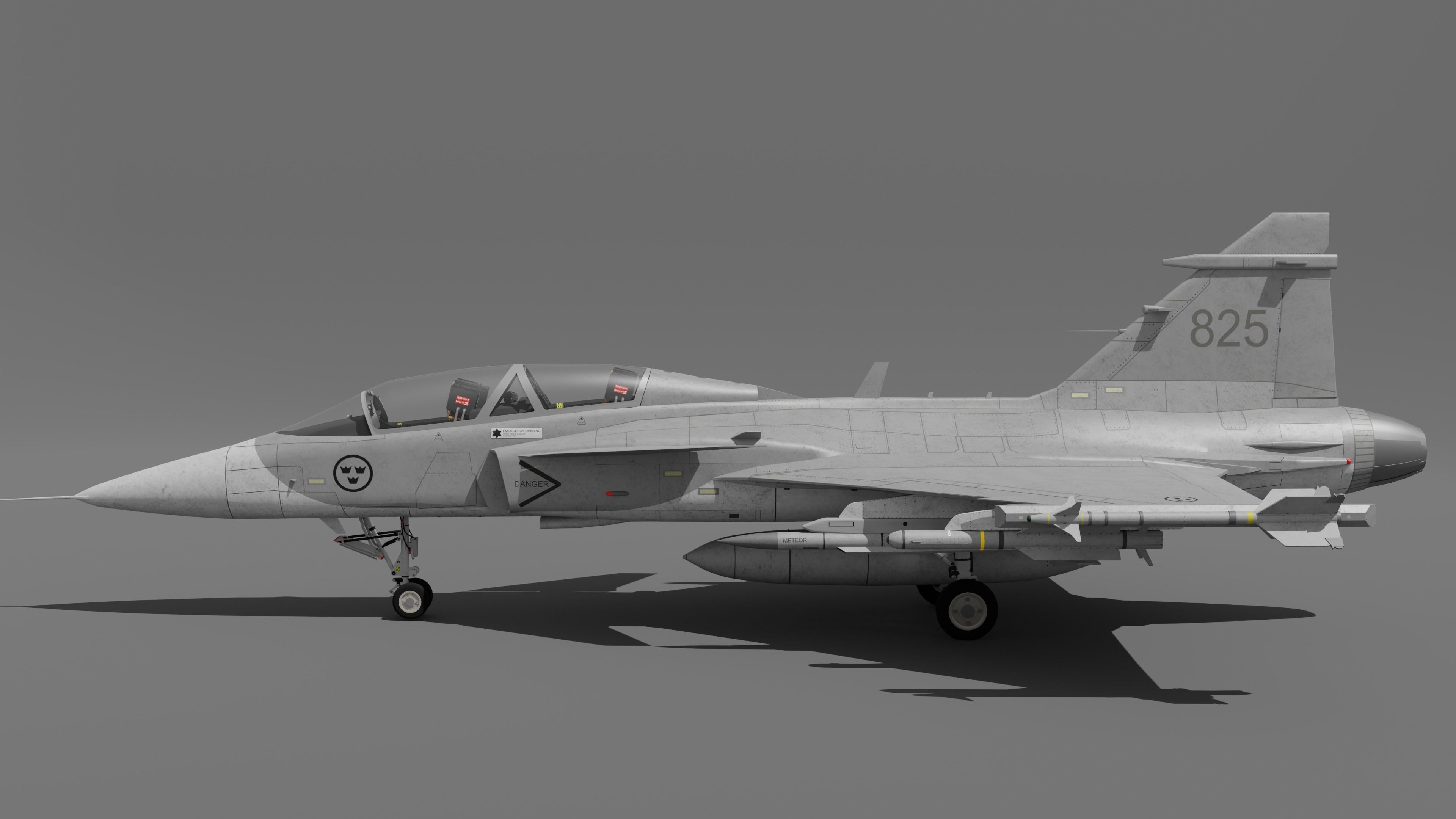 JAS 39D Gripen - Rigged 3D model animated rigged | CGTrader