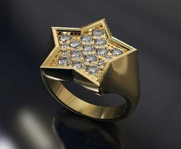Star ring with diamonds on the top pave 3d model ring 3D model 3D ...