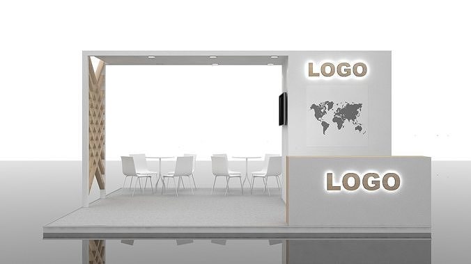 Exhibition Stand Booth 6 meter x 6 meter island stall 3D model | CGTrader