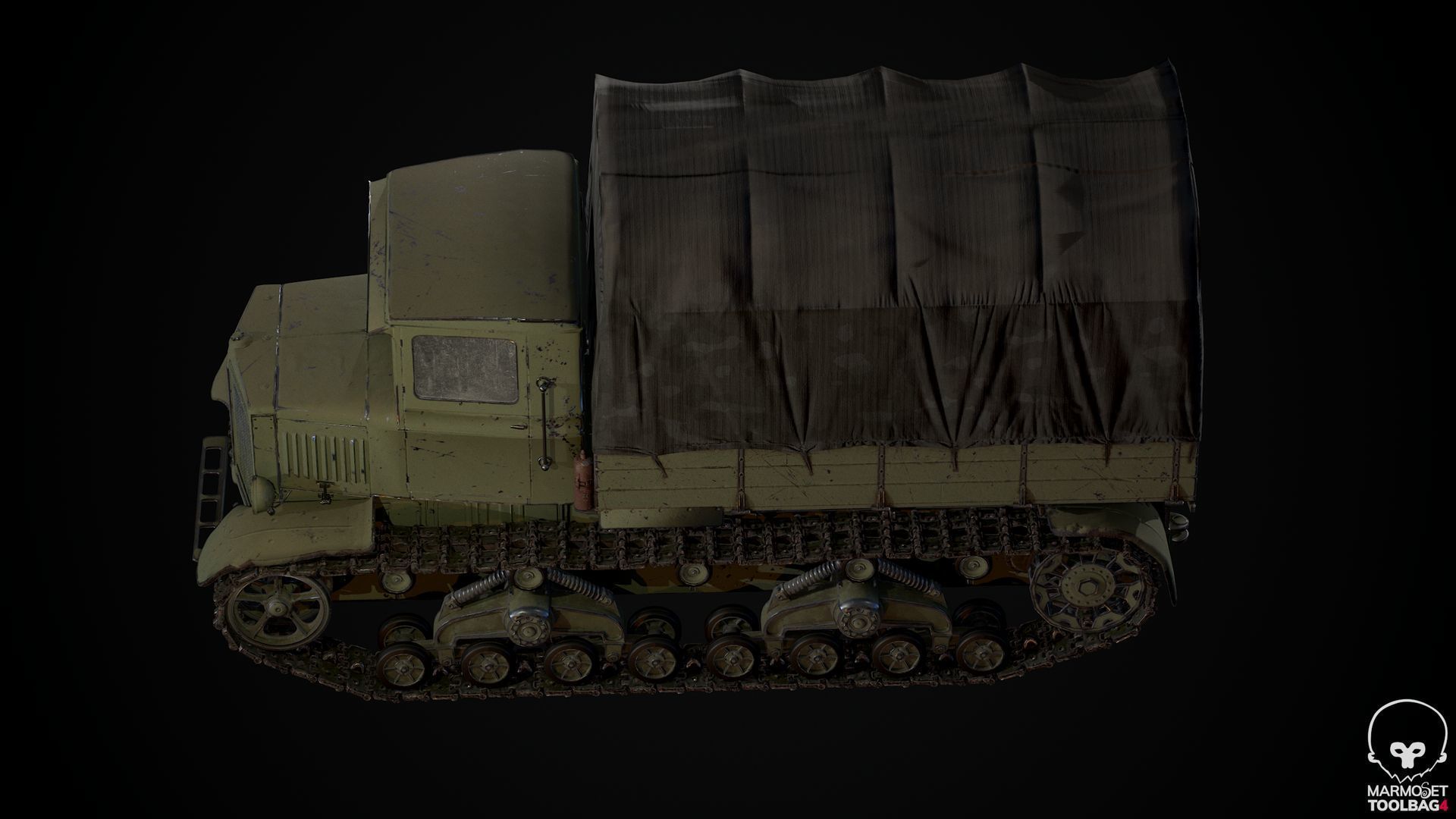 3D model Voroshilovets World War 2 Soviet heavy artillery tractor VR ...