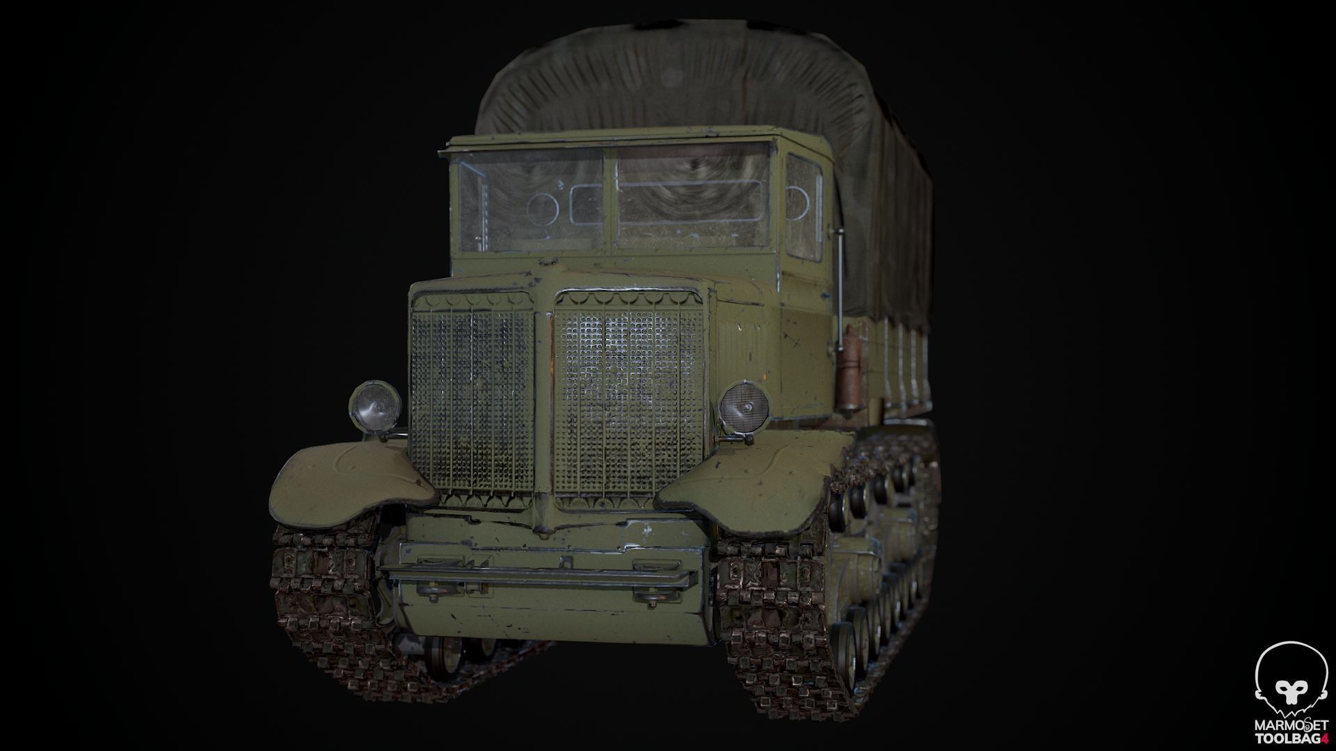 3D model Voroshilovets World War 2 Soviet heavy artillery tractor VR ...
