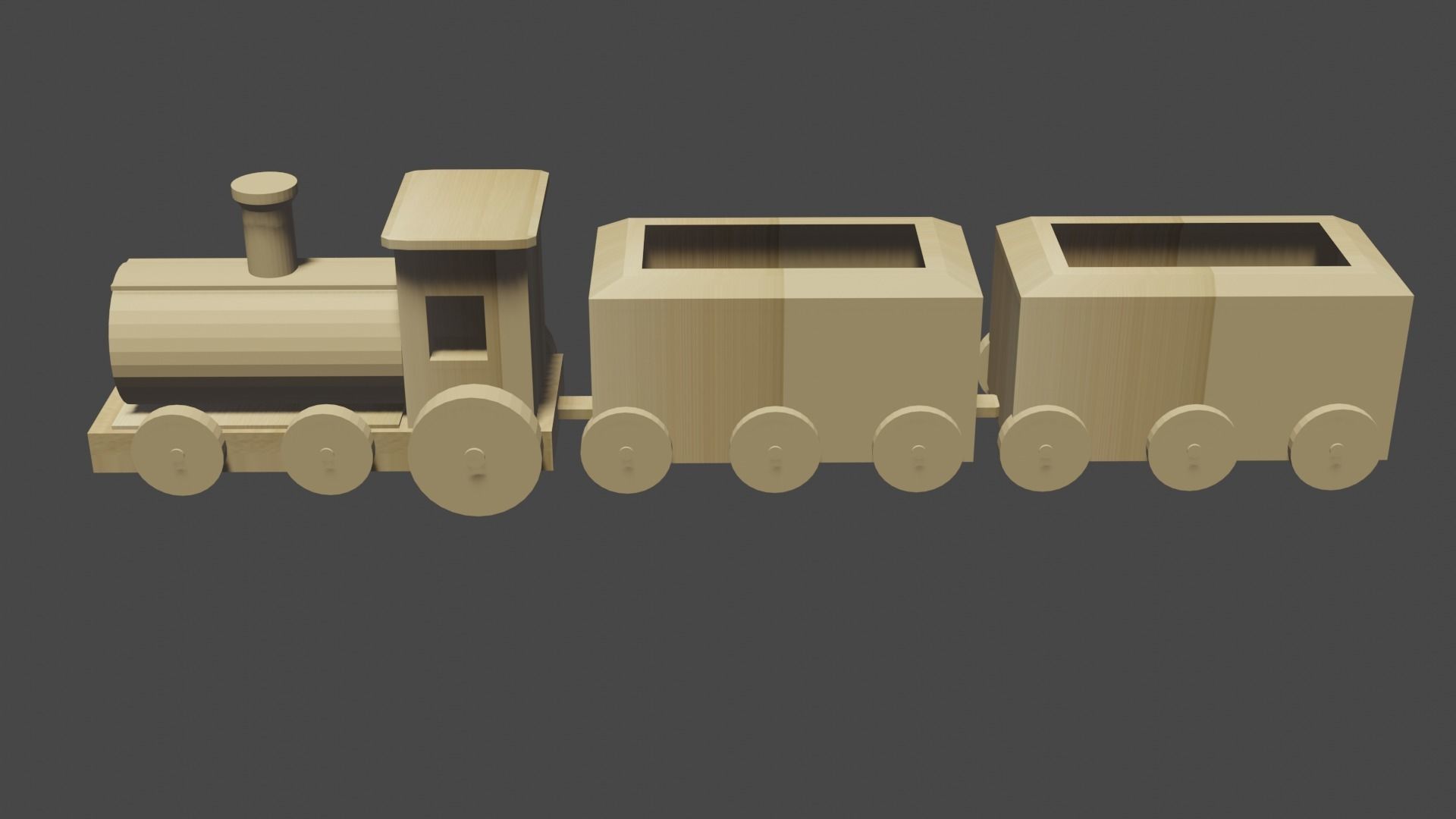 Wooden train low-poly 3D model | CGTrader
