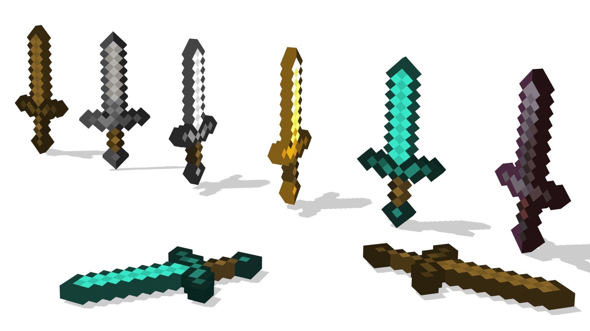 3D model Minecraft Sword Pack VR / AR / low-poly | CGTrader