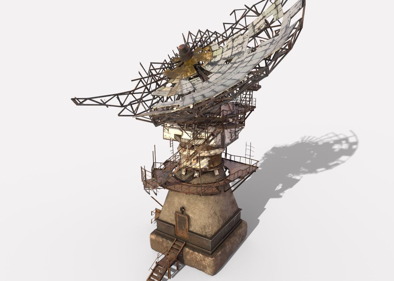 Broken Radar Station-Satellite Dish 3D model | CGTrader