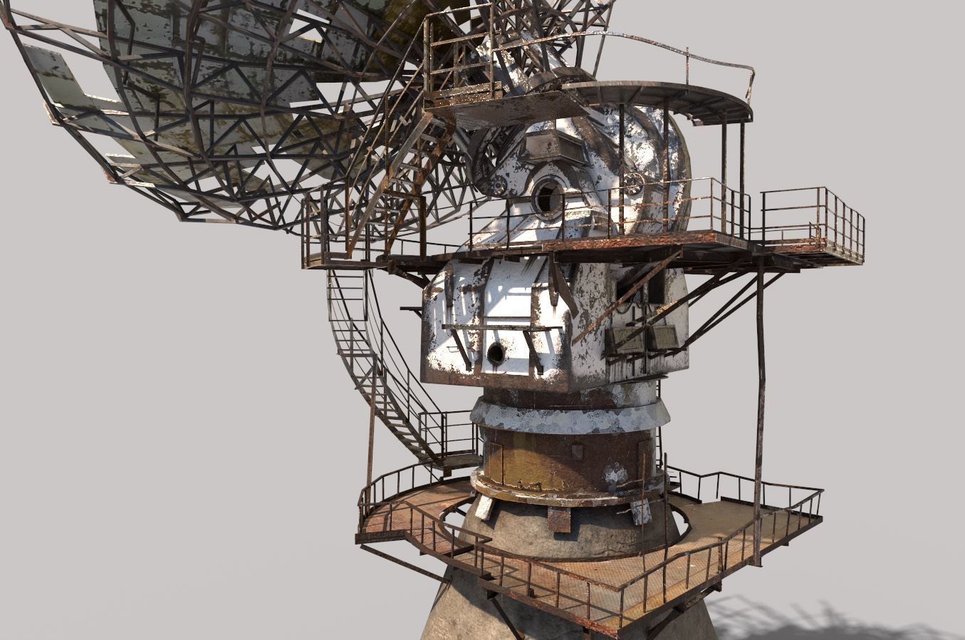 Broken Radar Station-Satellite Dish 3D model | CGTrader