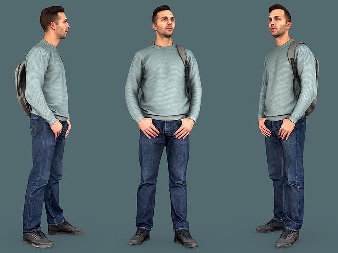 Handsome Guy in a Blue Sweater 3D model | CGTrader