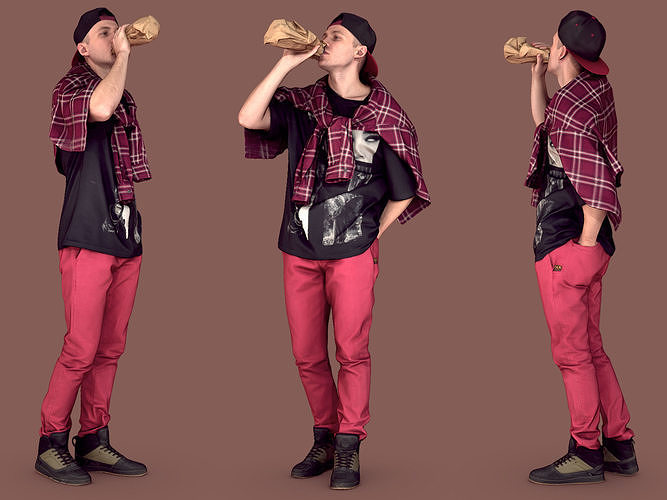 Young Rapper with Booze 3D model | CGTrader