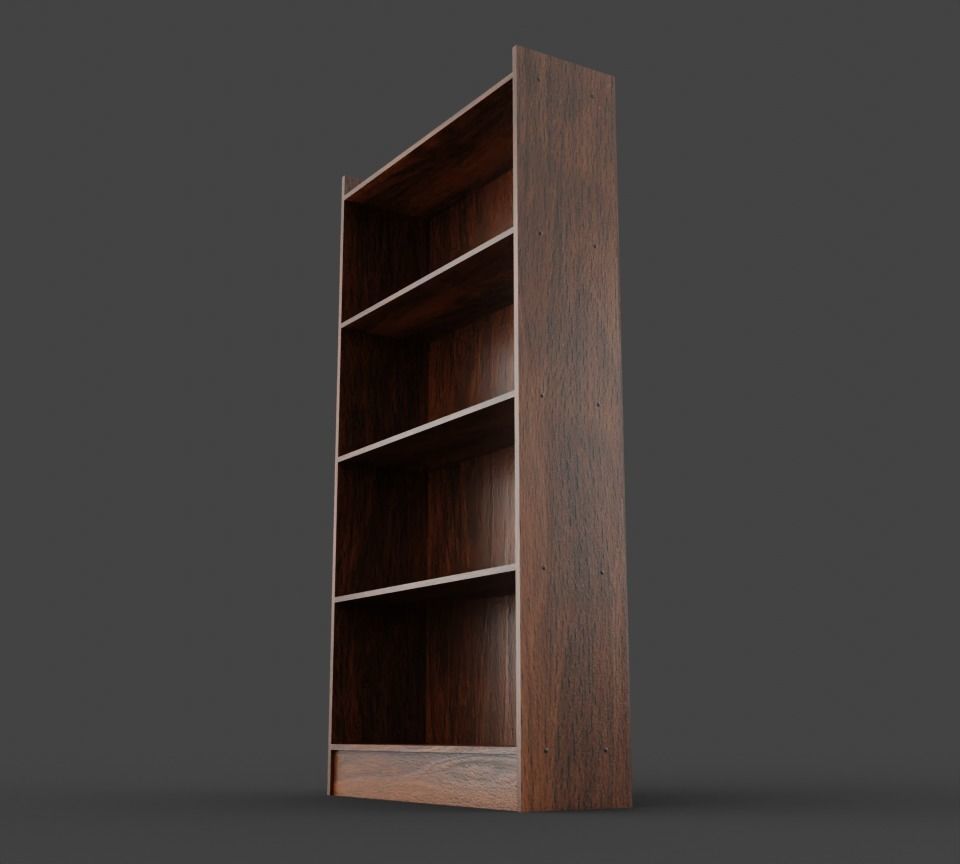 3D model Tall Wooden 4-Row Shelf VR / AR / low-poly | CGTrader