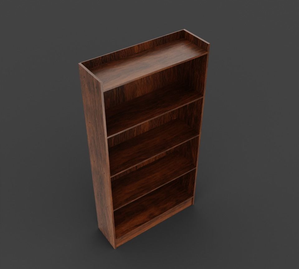 3D model Tall Wooden 4-Row Shelf VR / AR / low-poly | CGTrader