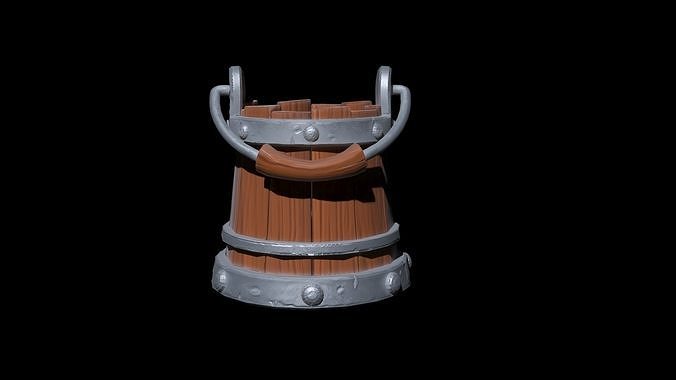 stylized wooden bucket free VR / AR / low-poly 3D model | CGTrader