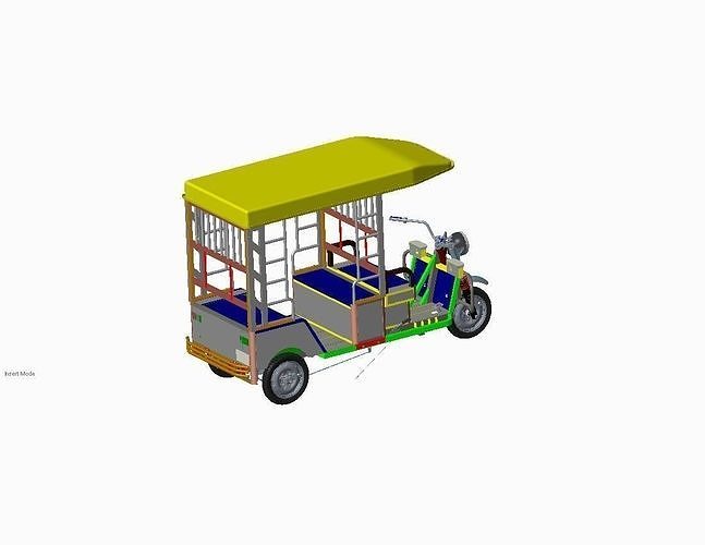 E-RICKSHAW tricycle with two seats and roof 3D model animated | CGTrader