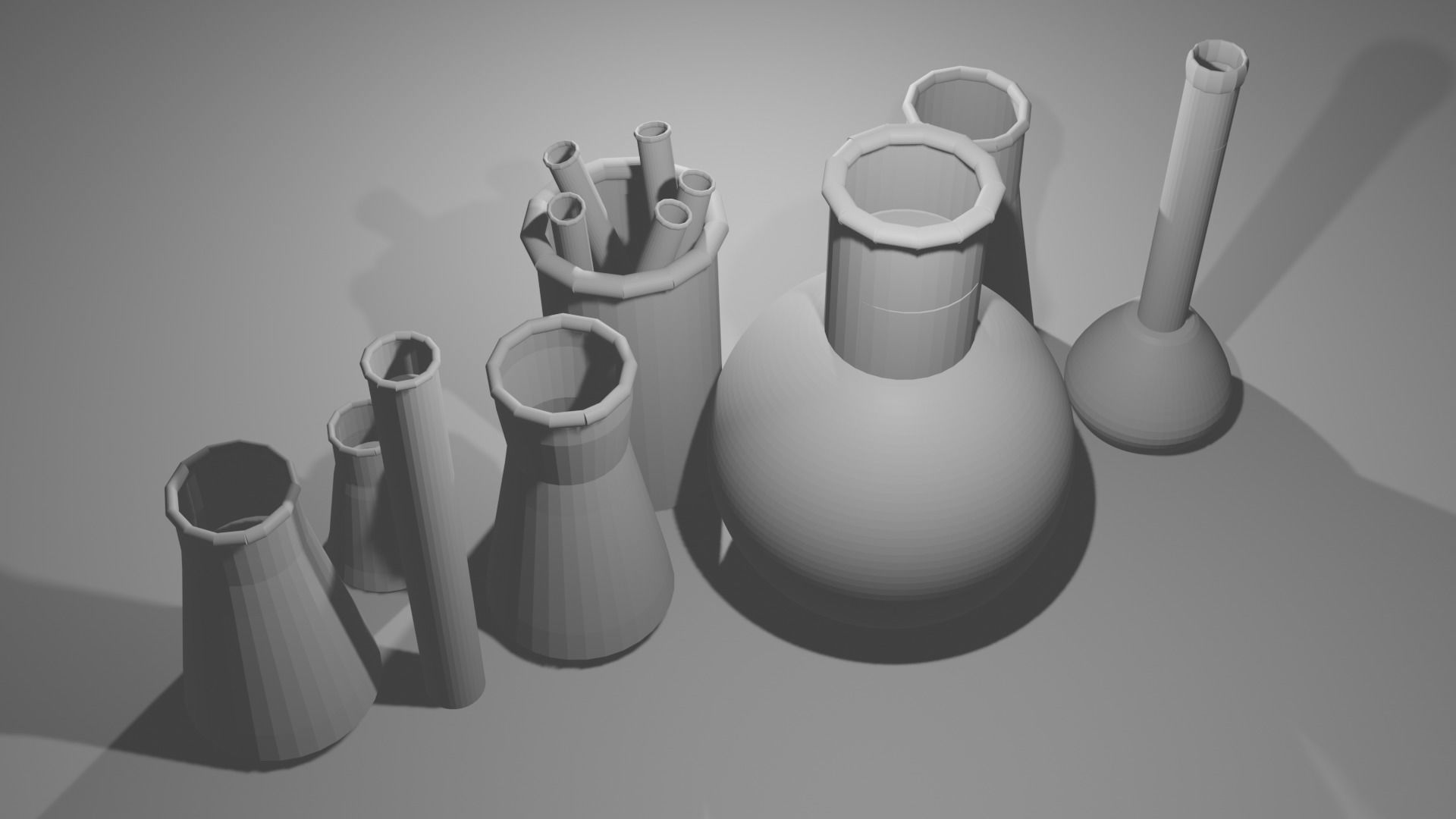 3D model Stylized Laboratory Test Tubes Low-poly 3D model VR / AR / low ...