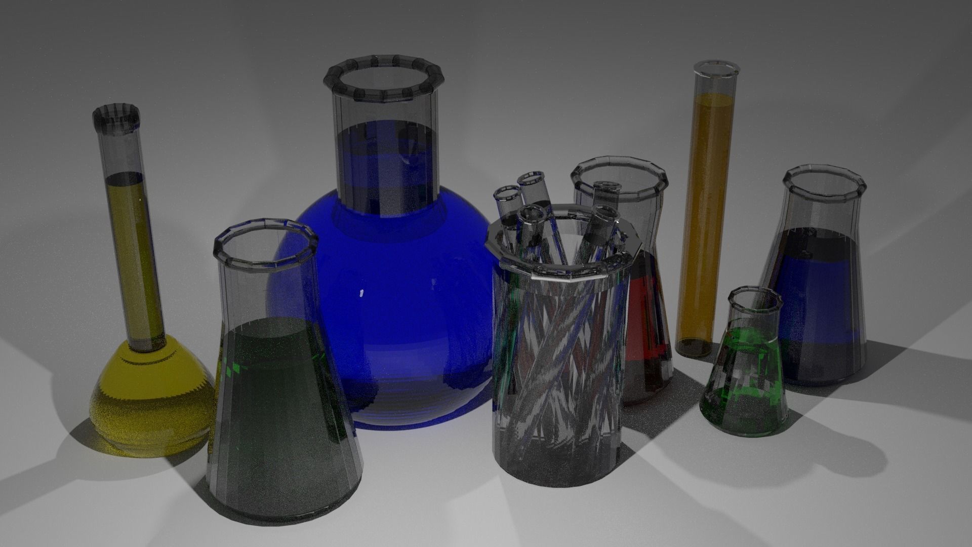 3D model Stylized Laboratory Test Tubes Low-poly 3D model VR / AR / low ...