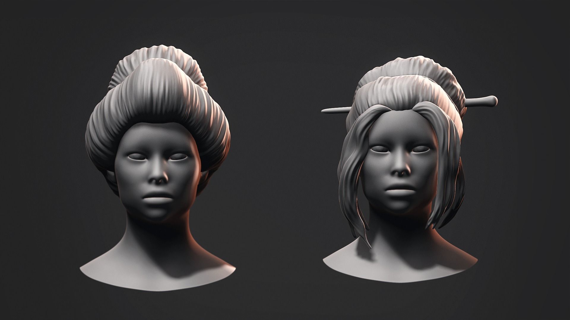 3D model Hair - Low Poly Female Hairstyle Kitbash VR / AR / low-poly ...
