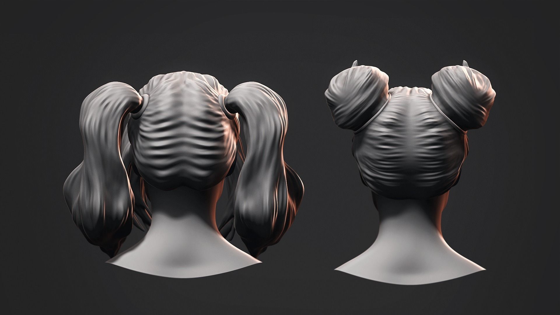 3D model Hair - Low Poly Female Hairstyle Kitbash VR / AR / low-poly ...