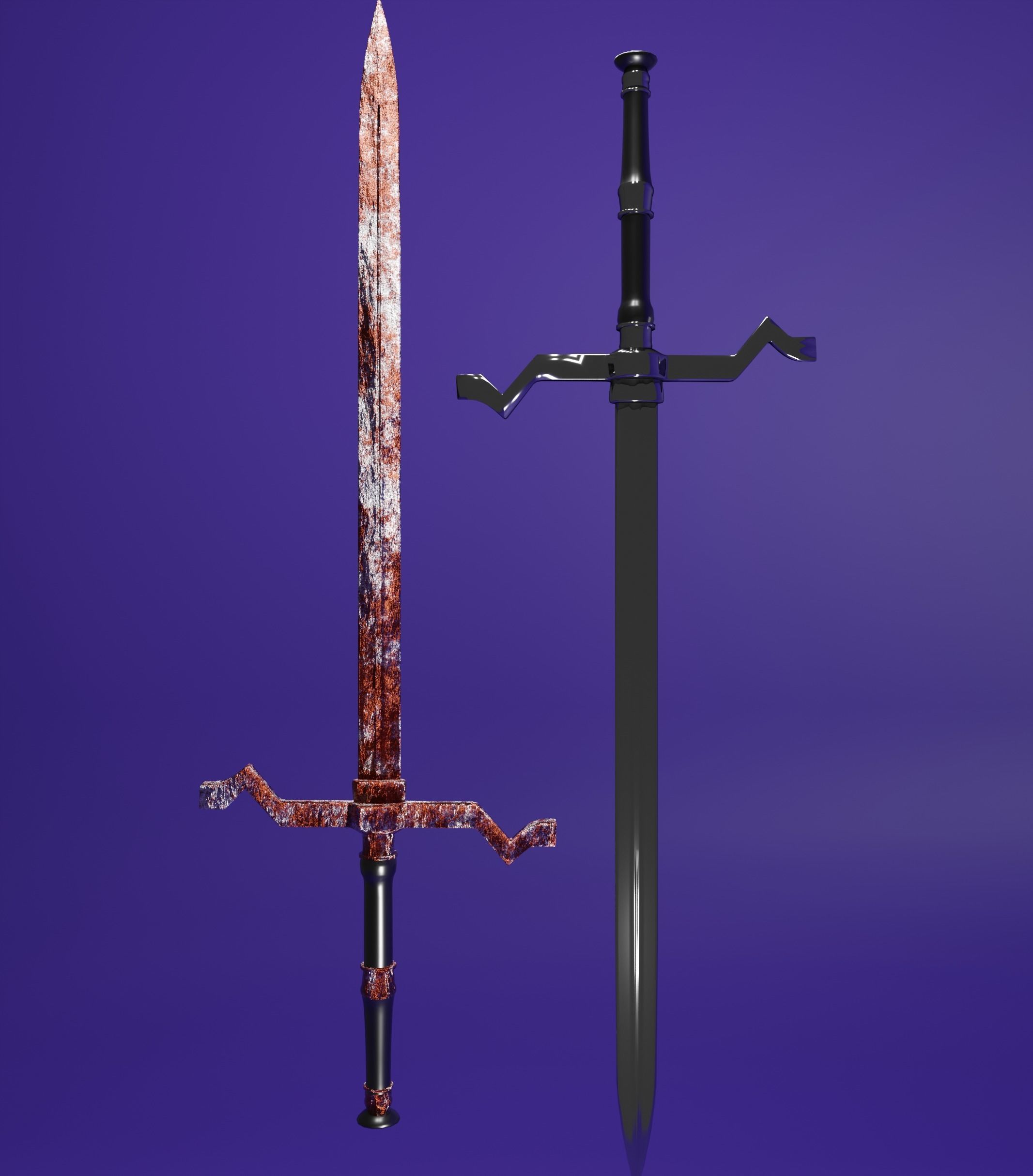 3D model Silver sword and rusty sword VR / AR / low-poly | CGTrader
