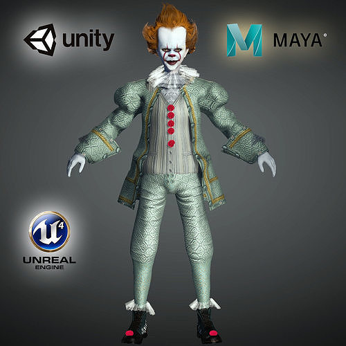 Clown High quality character full Rigged and Animated 3D model animated ...