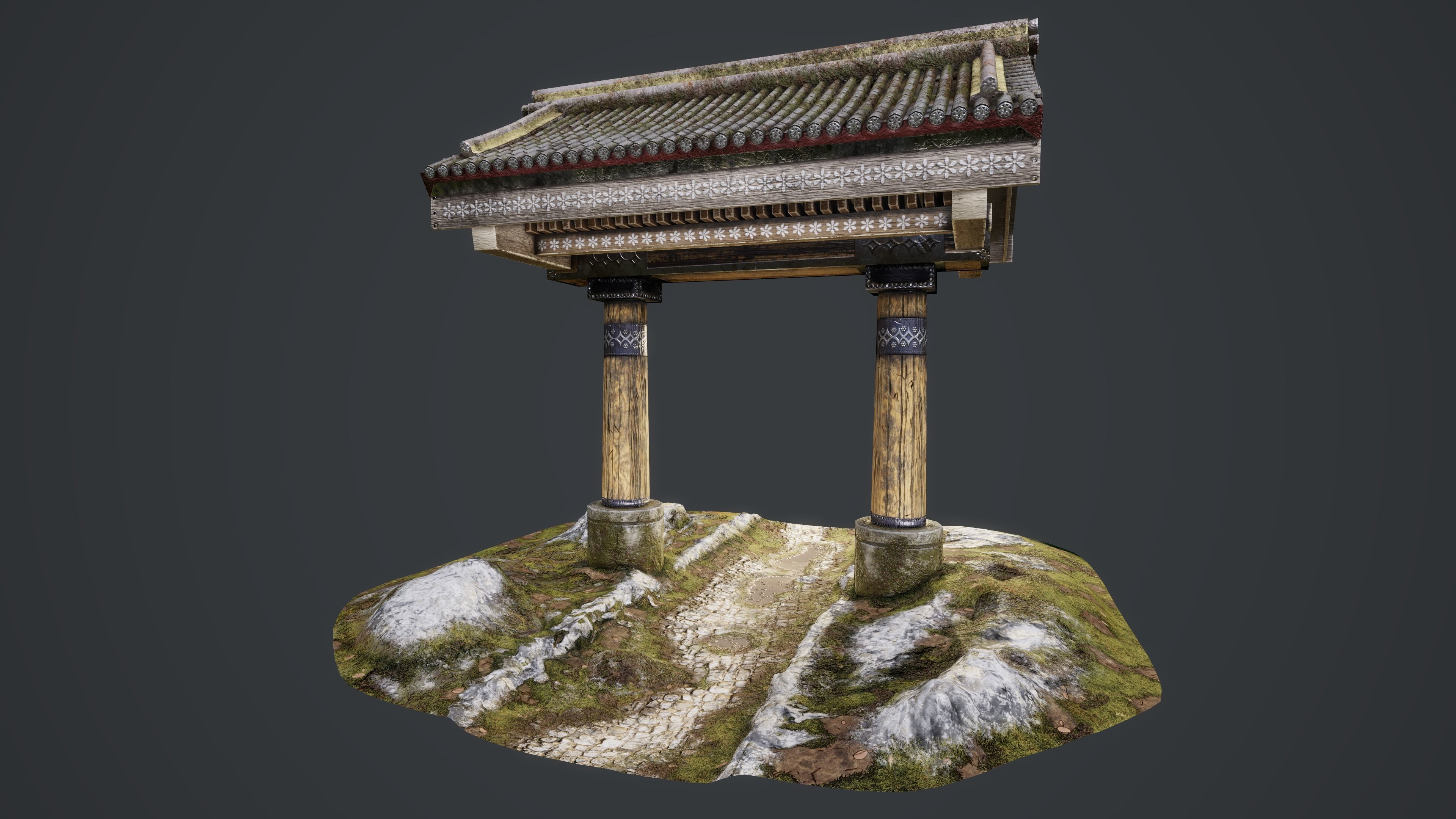 3D model Tori Gate Japanese Old Temple Entrance VR / AR / low-poly ...