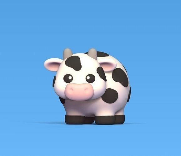 Cute Round Cow 3D model 3D printable | CGTrader