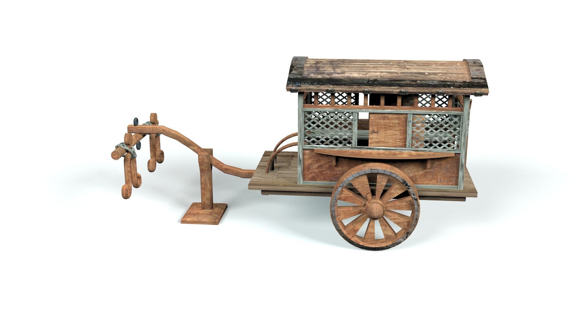 Old Chinese Qin-Han Dynasty Style Horse Drawn Carriage 3D model | CGTrader