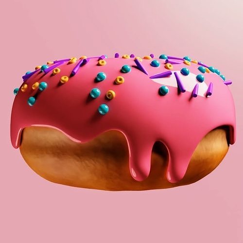 Blender High Resolution Animated Pink Donut free 3D model animated ...
