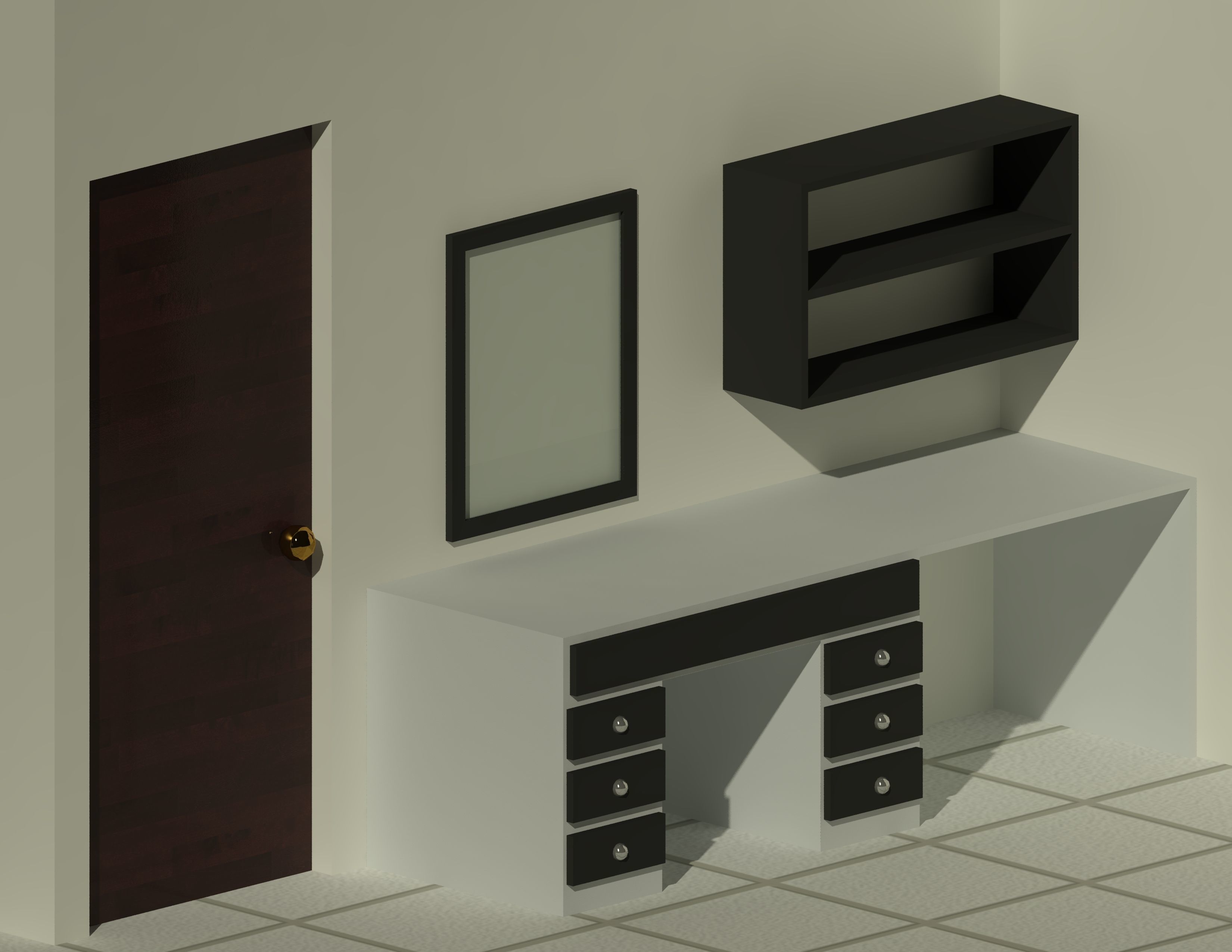 Study Table with Mirror 3D model | CGTrader