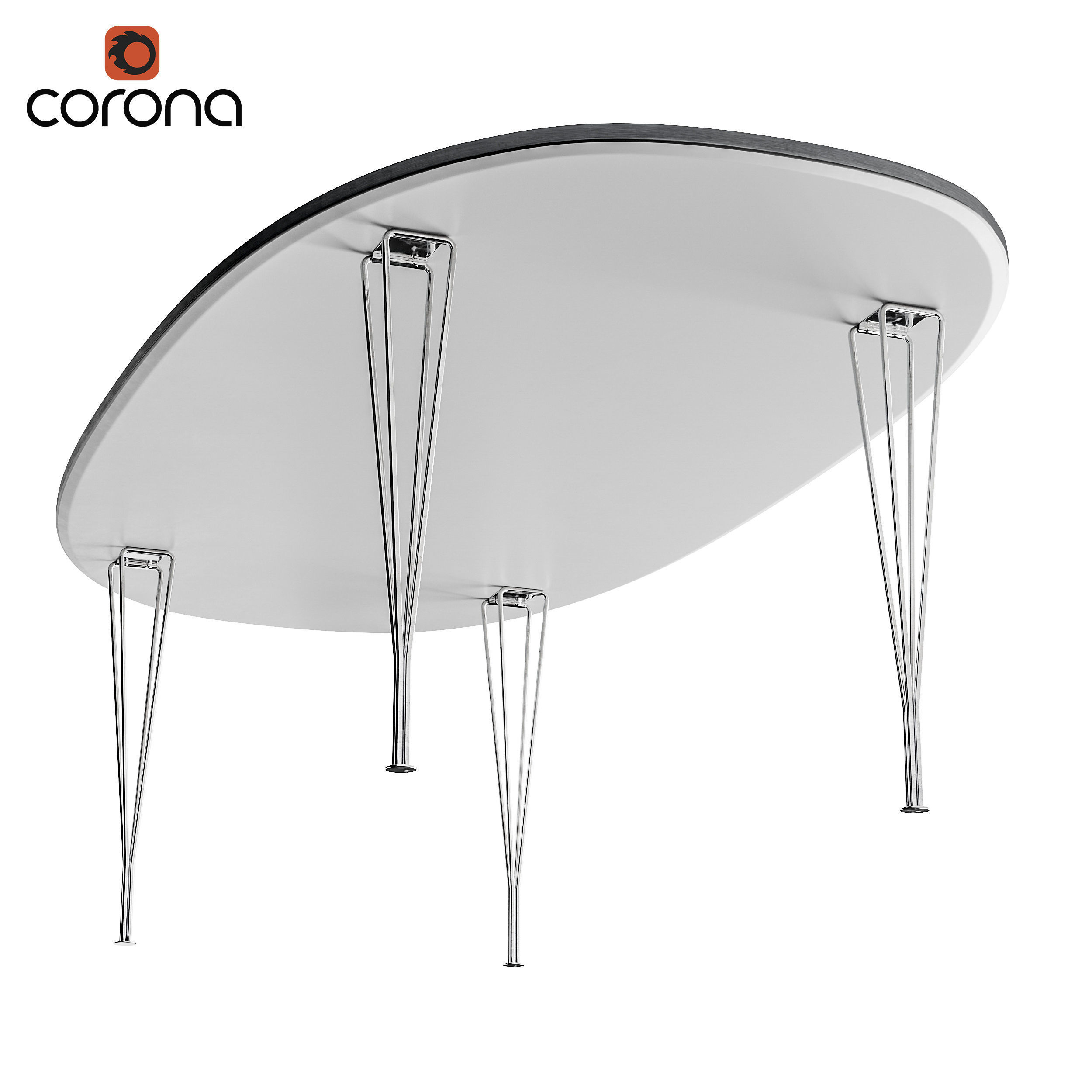 Thin table with metal legs 3D model | CGTrader