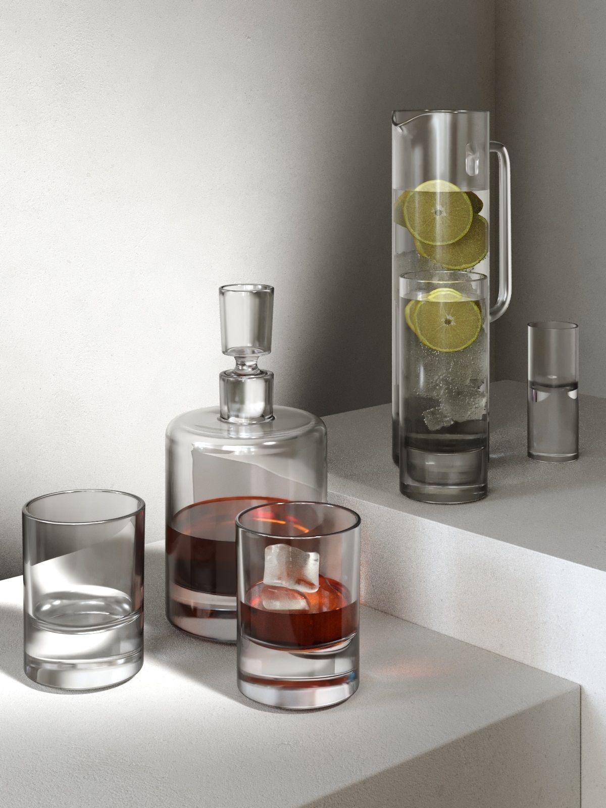 Boris Vodka and Whiskey Glass Sets 3D model | CGTrader