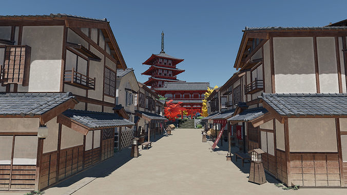 Old Japanese Town 3D model | CGTrader
