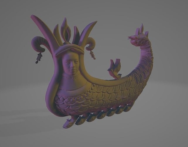 Basilisk model boat with dragon 3D model 3D printable | CGTrader
