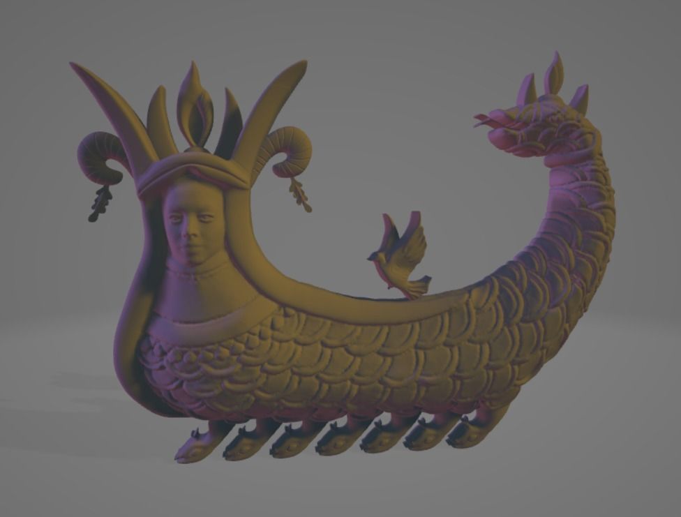 Basilisk model boat with dragon 3D model 3D printable | CGTrader