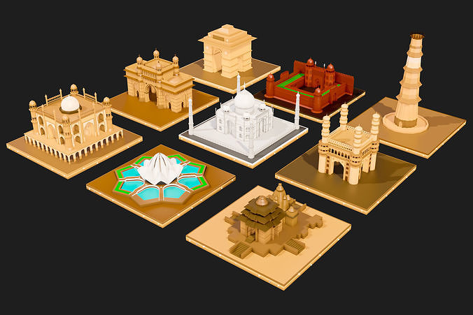 3D model Low Poly Indian Monuments Low-poly Landmarks VR / AR / low ...
