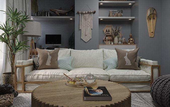 Boho style interior 3D model | CGTrader