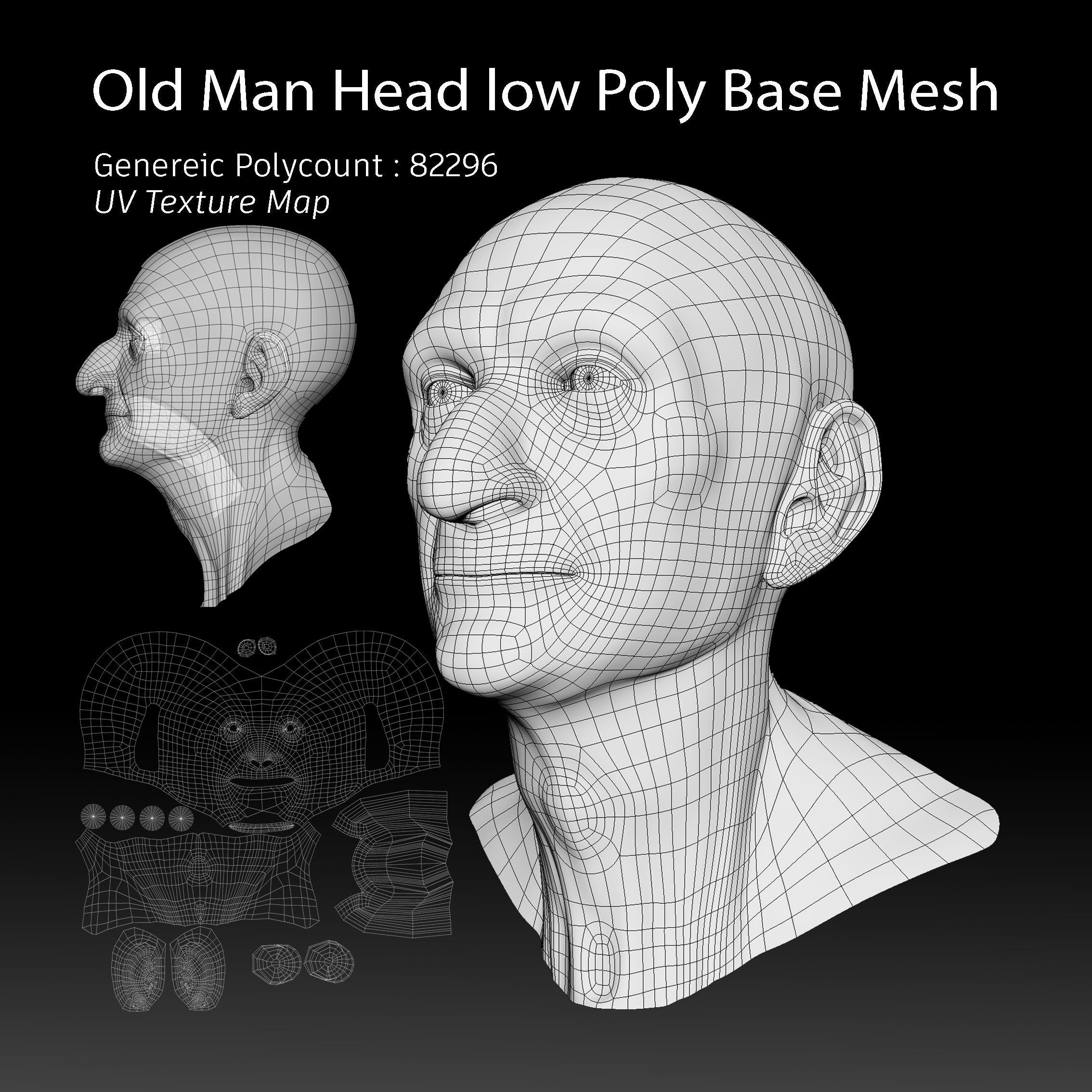 3D model Oldman head low poly VR / AR / low-poly | CGTrader