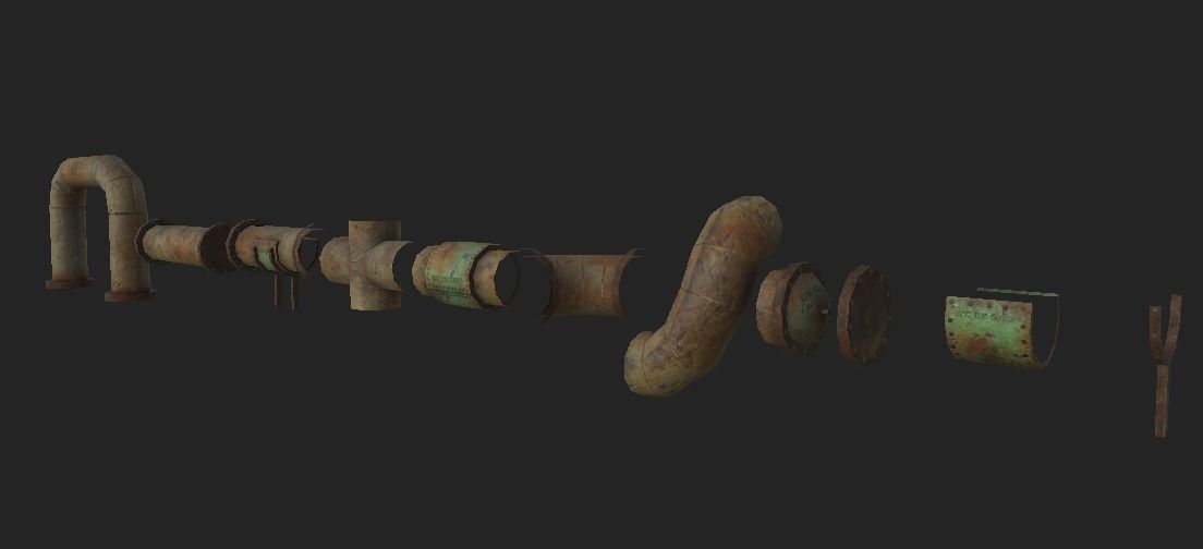 Lead Rusty Plumber Pipes free VR / AR / low-poly 3D model | CGTrader
