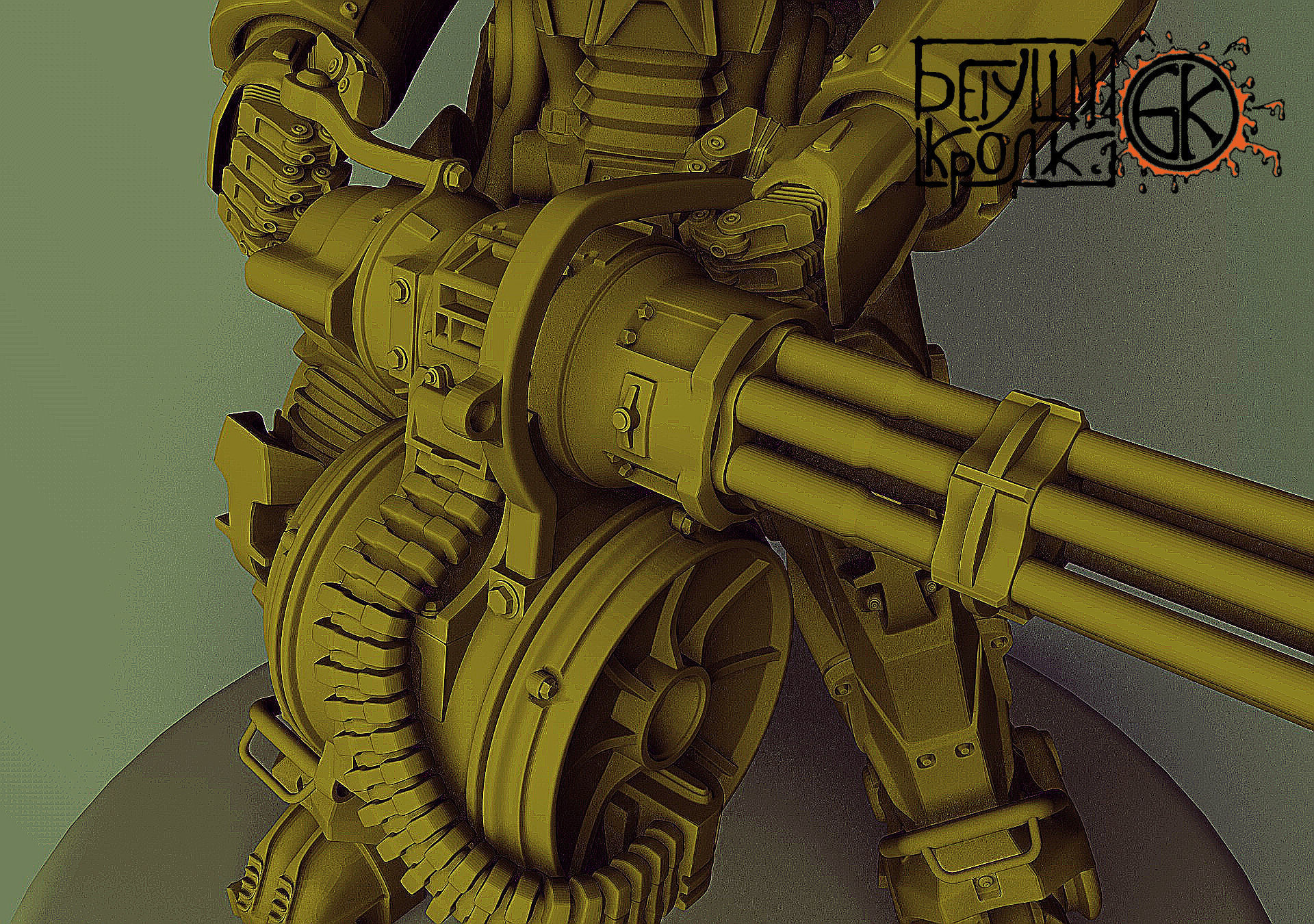 T-60 armor Minigun Fallout 4 Scale 2 3D model 3D printable | CGTrader