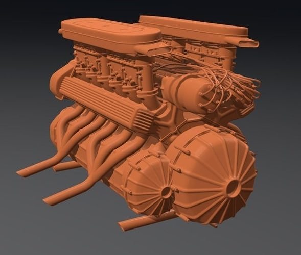 V-12 Sports Car Engine 3D model | CGTrader