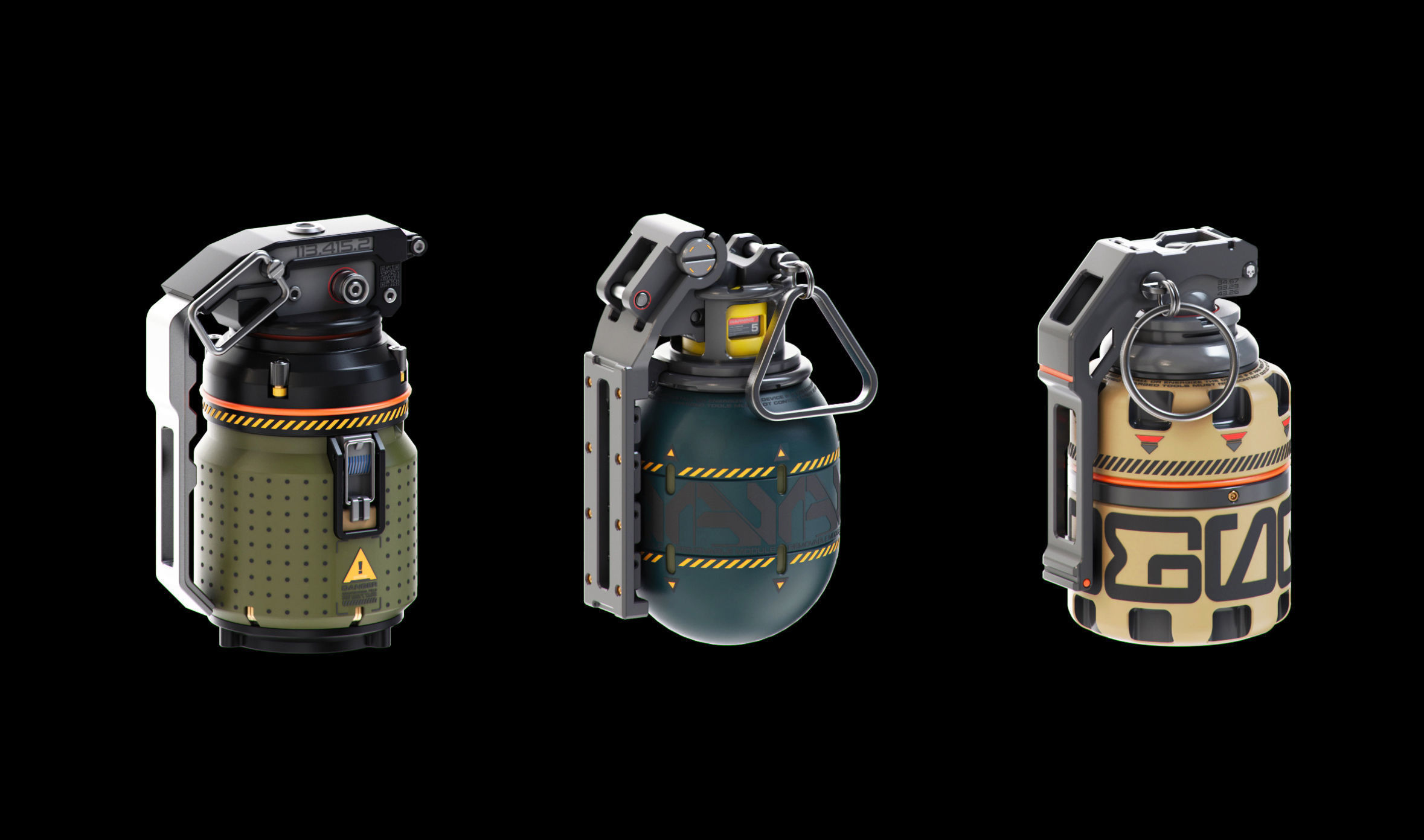 Sci-Fi Grenades Set Kitbash 3D model | CGTrader