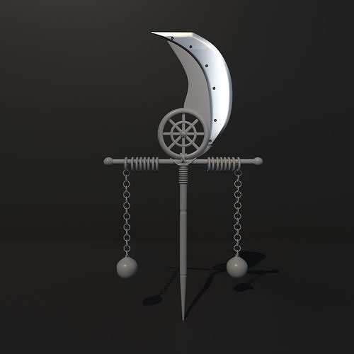Weapon clock with crescent moon free 3D model | CGTrader