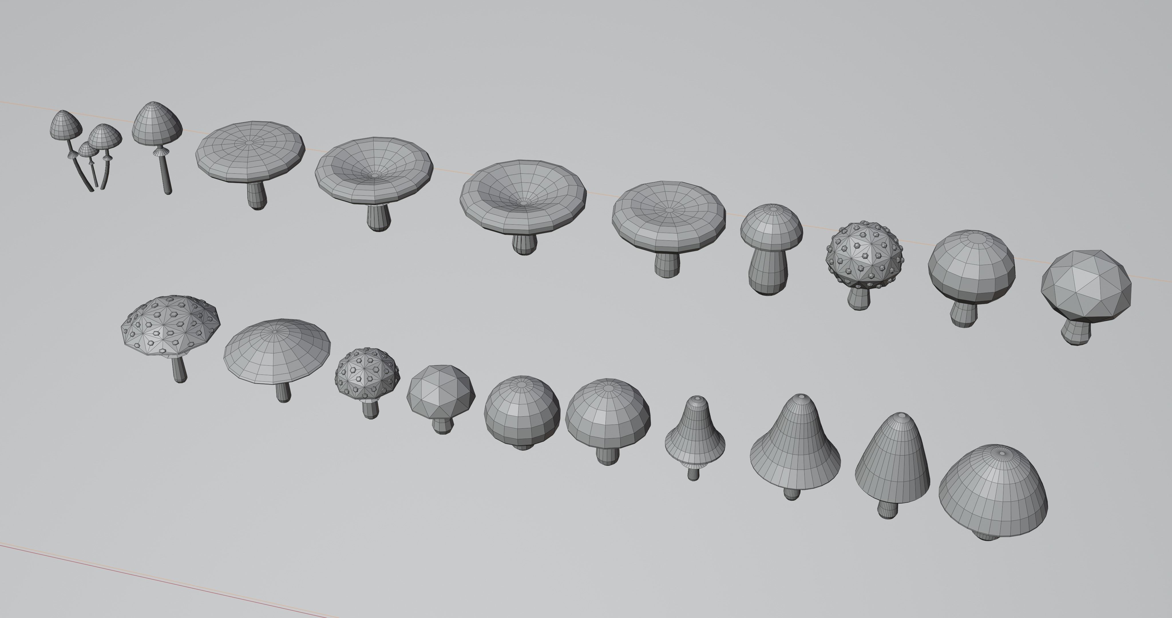 3D model Set of stylized low-poly mushrooms VR / AR / low-poly | CGTrader