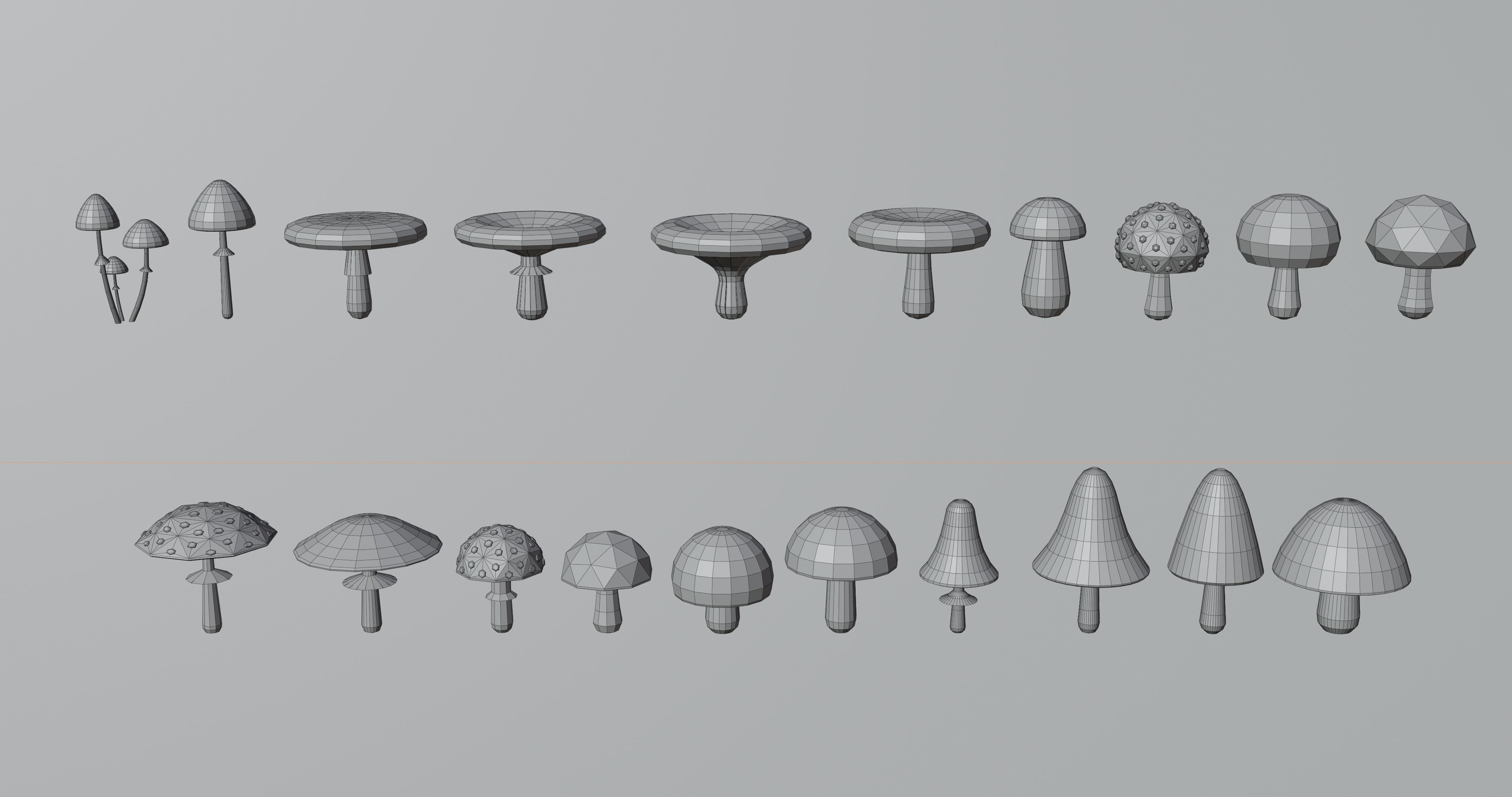 3D model Set of stylized low-poly mushrooms VR / AR / low-poly | CGTrader
