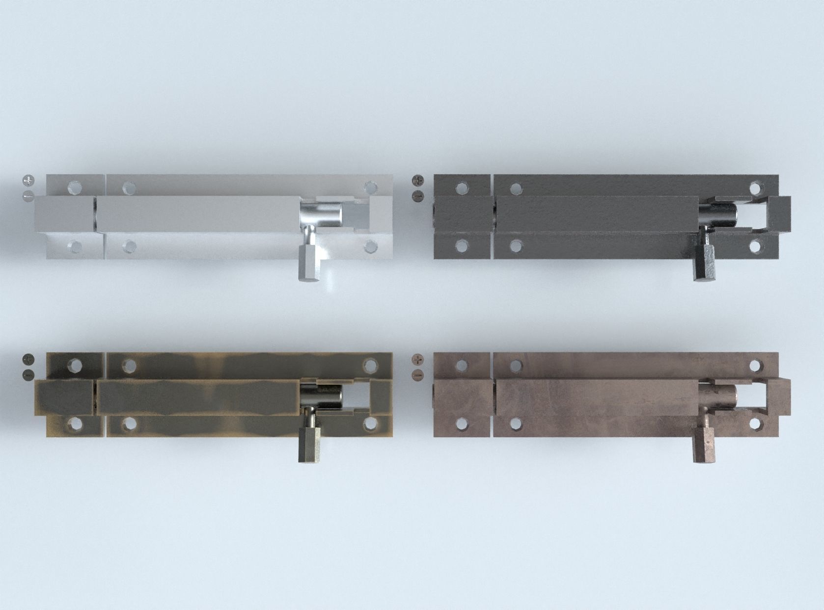 Narrow door lock with latch in 4 colors 3D model | CGTrader