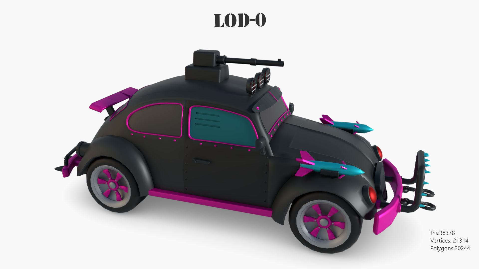 3D model Post Apocalyptic Volkswagen Beetle Low-poly War Car Game Asset ...