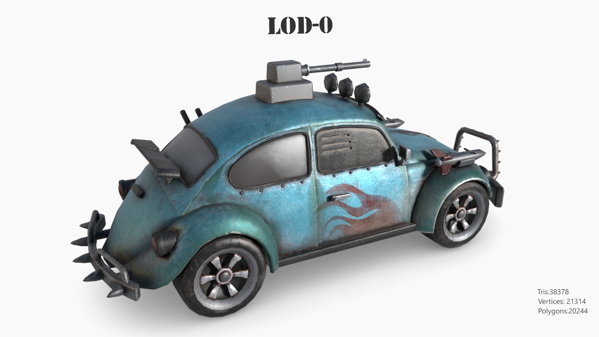 3D model Post Apocalyptic Volkswagen Beetle Low-poly War Car Game Asset ...